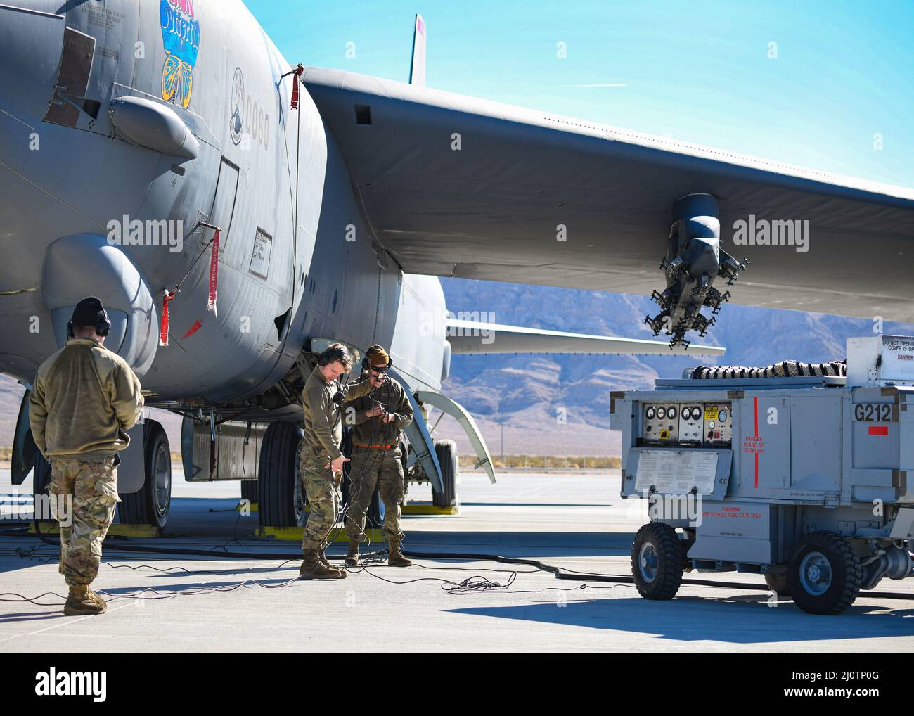 Airmen with the 5th Aircraft Maintenance Squadron perform B-52H ...