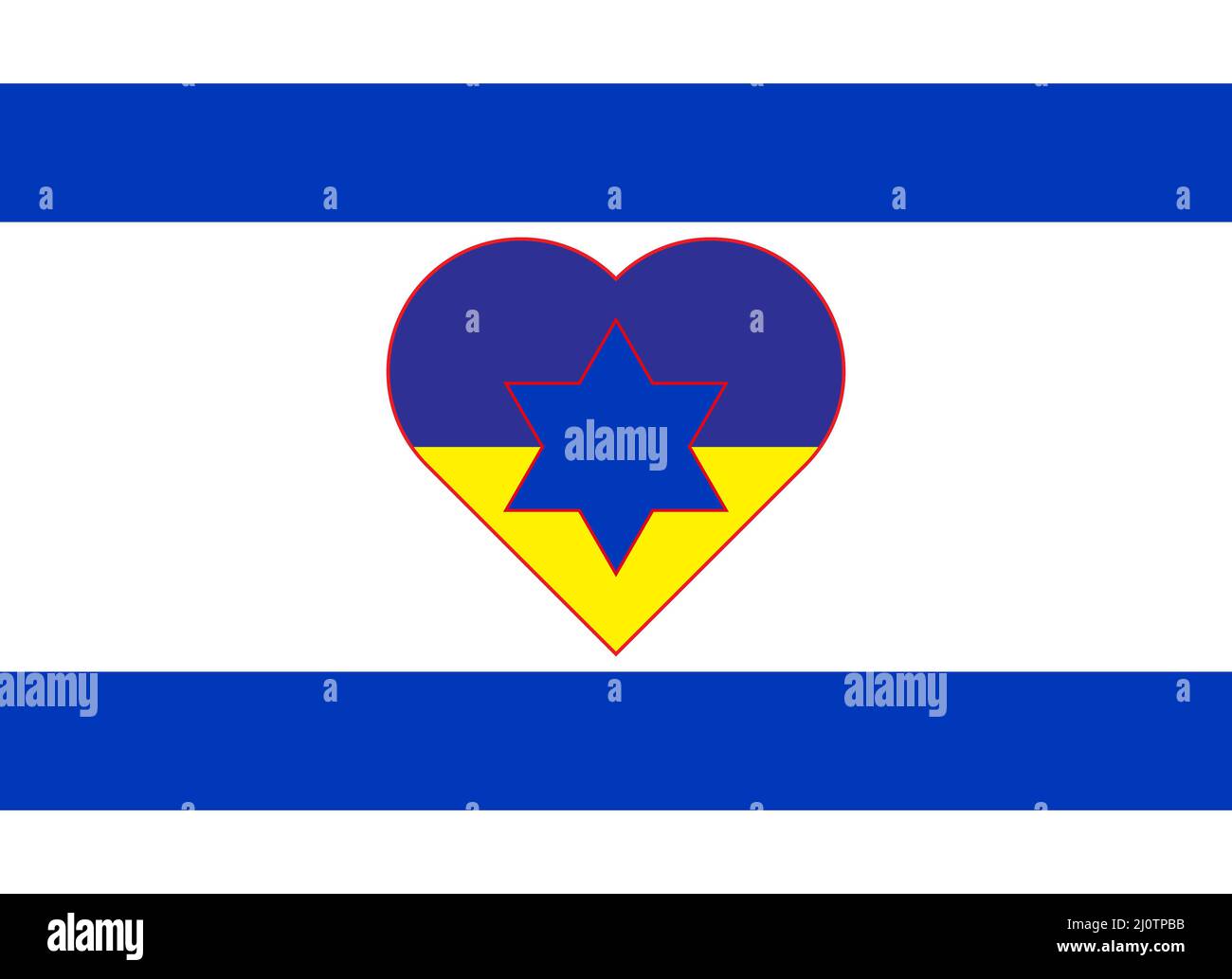 A heart painted in the colors of the flag of Ukraine on the flag of ...
