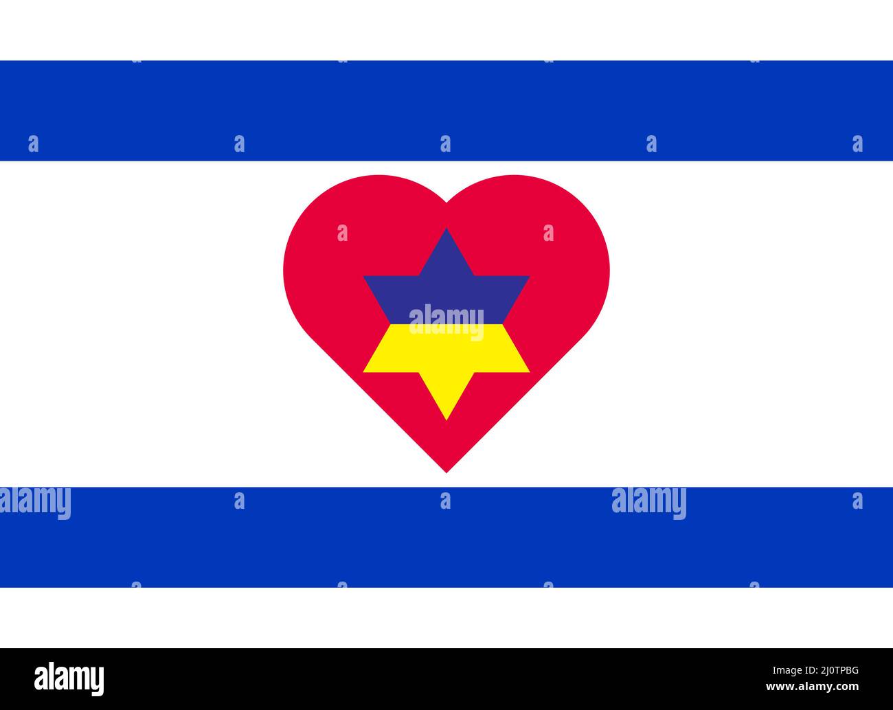 A heart painted in the colors of the flag of Ukraine on the flag of ...