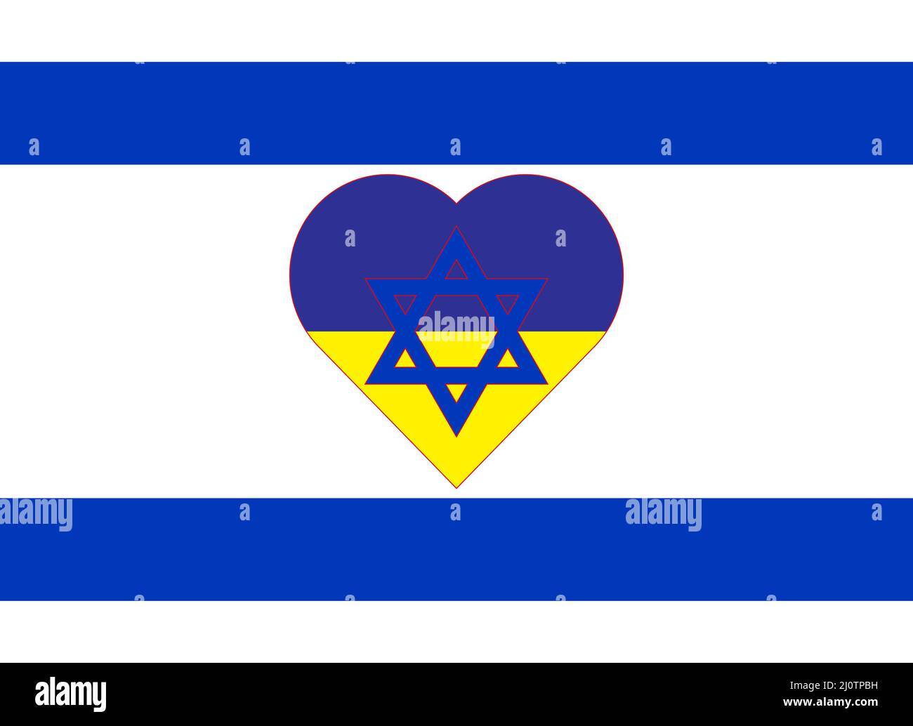 A heart painted in the colors of the flag of Ukraine on the flag of ...