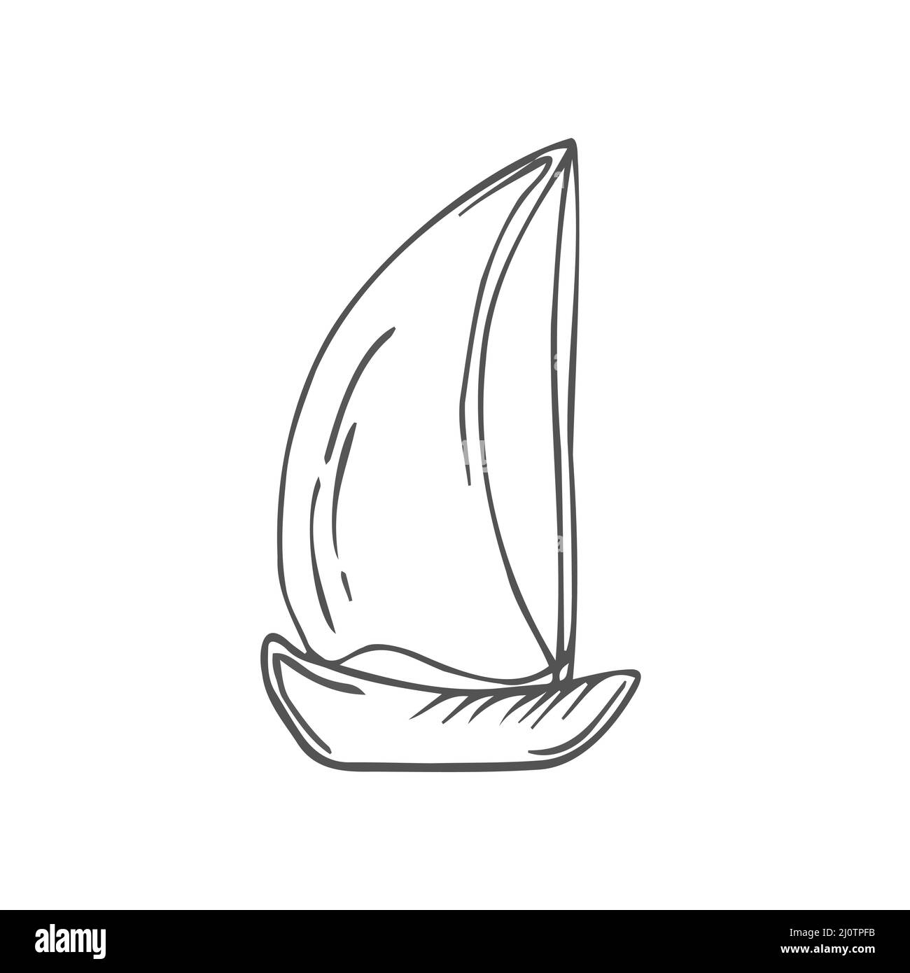 Sailboat hand drawn outline doodle icon. Boat travel and yacht, water ...