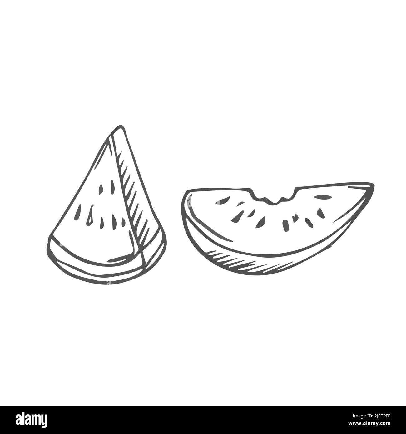 Doodle fresh Watermelon with two type of slice. Isolated on white ...