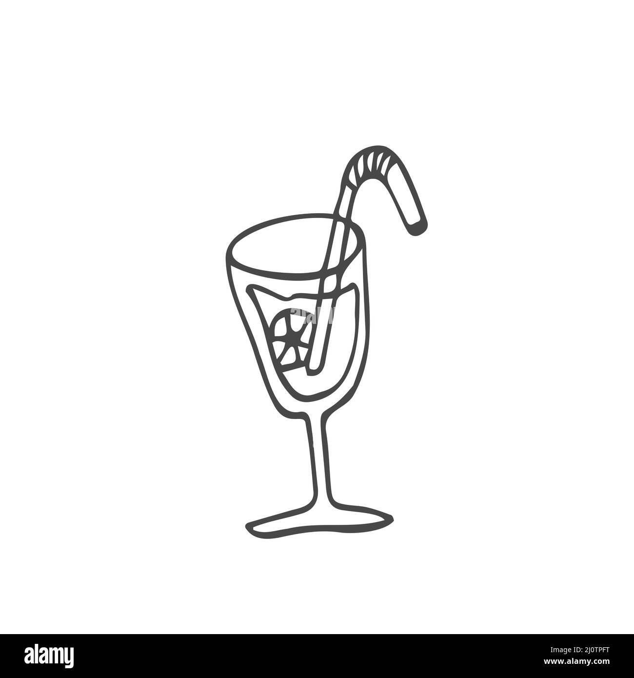 cocktail vector doodle sketch. line art cocktail isolated Stock Vector ...