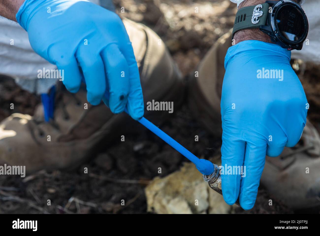 U.S. Marine Staff Sgt. Nathanael Douglas, an explosive ordnance ...