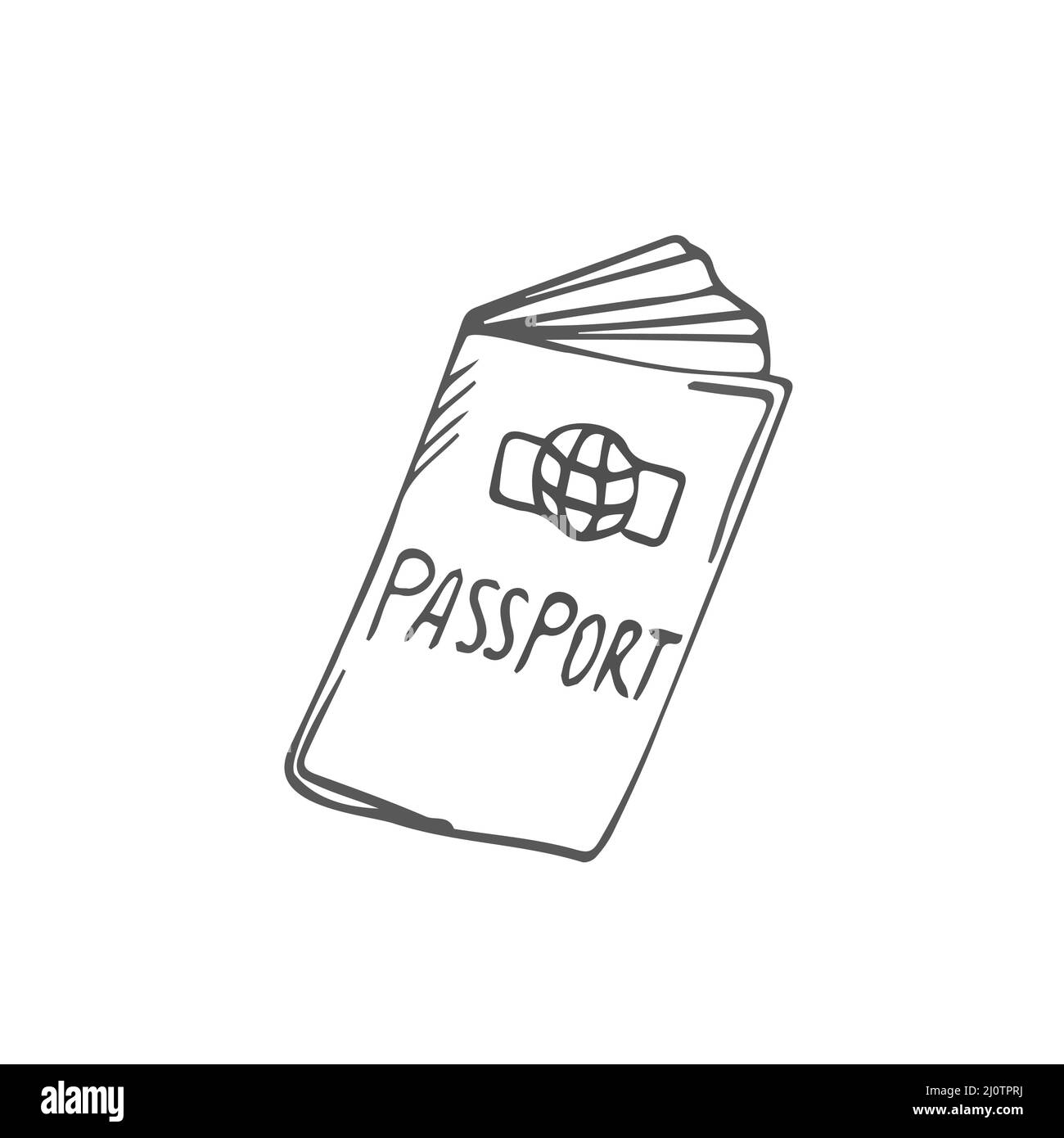 Doodle Passport icon. Doodle illustration isolated on white background ...