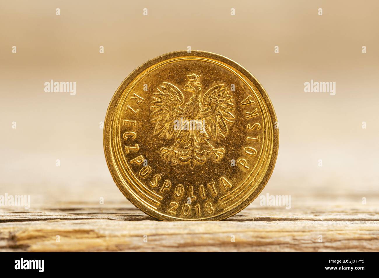 Polish money five Groszy obverse Stock Photo - Alamy