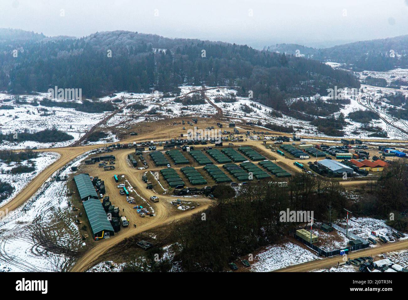 Arial photo of Bundeswehr Armed Forces camp at Military Operations on ...