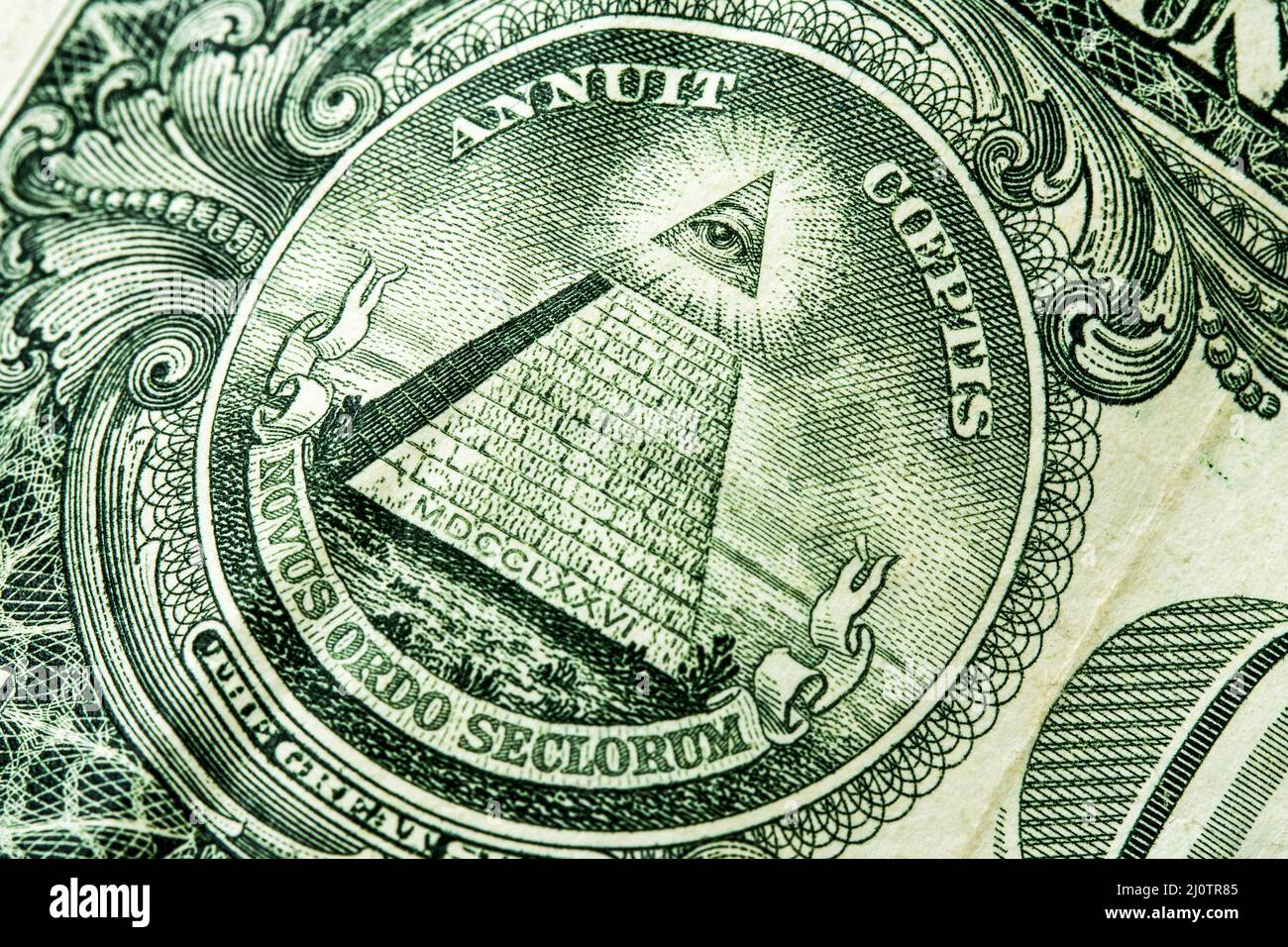 Reverse of US one dollar bill closeup macro Stock Photo - Alamy