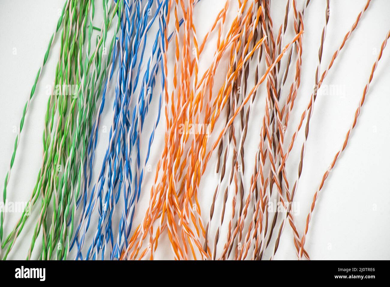 Top view of colorful internet cables on the white surface Stock Photo ...