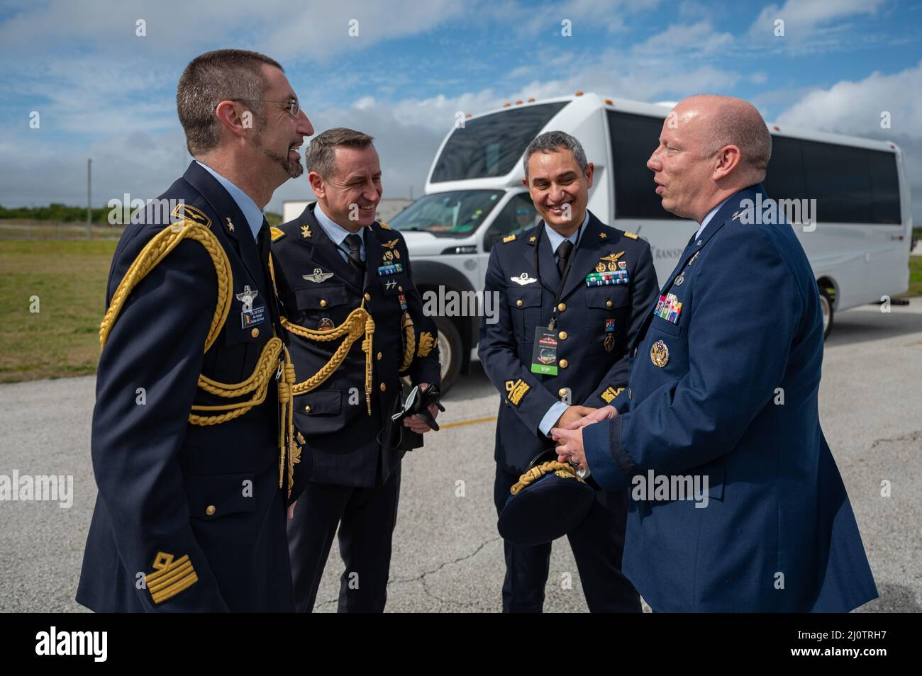 U.S. Space Force Brig. Gen. Stephen Purdy, right, Space Launch Delta 45 ...