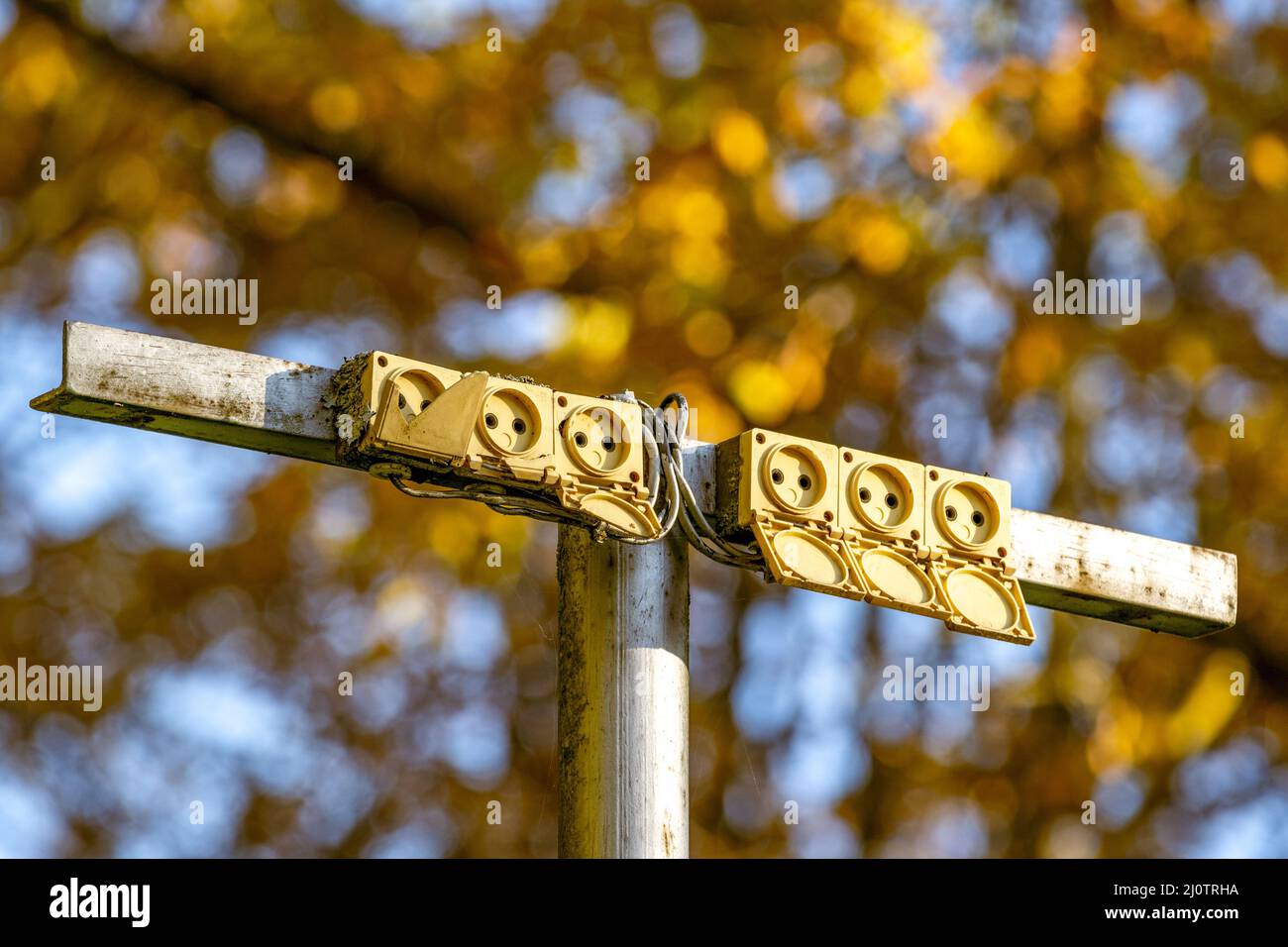 The power outlets with stand outside Stock Photo - Alamy