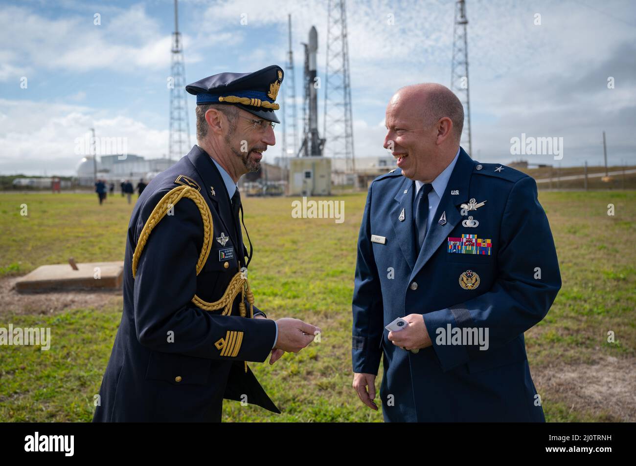 U.S. Space Force Brig. Gen. Stephen Purdy, right, Space Launch Delta 45 ...