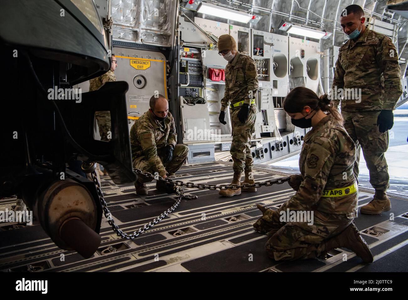 Airmen from the 437th Aerial Port Squadron secure a fuel truck for ...