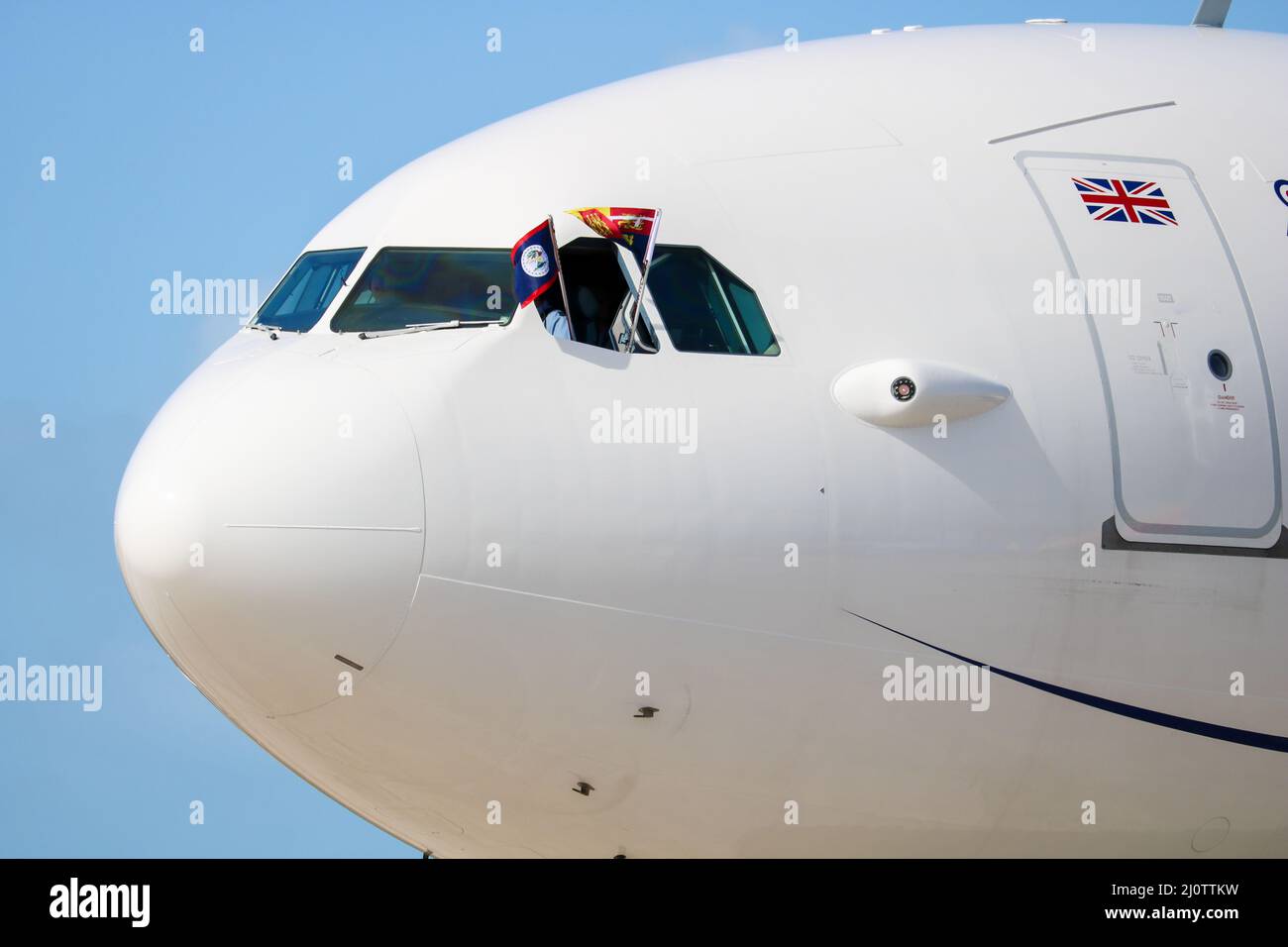 The royal RAF VIP Voyager at Philip S. W Goldson International Airport ...
