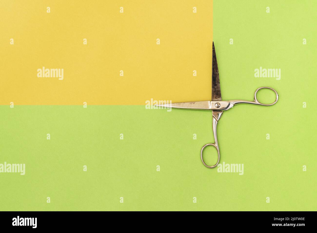 Colorful paper background with metal scissors Stock Photo - Alamy