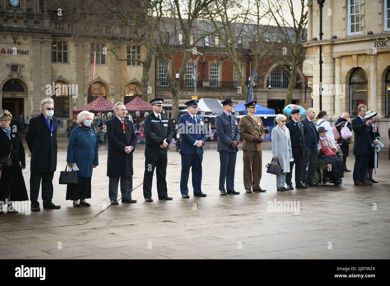 Col. Brian Filler, 501st Combat Support Wing commander, center, stands ...