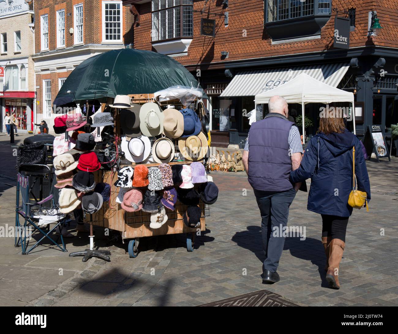 Hat Stall High Street Canterbury Kent Stock Photo - Alamy