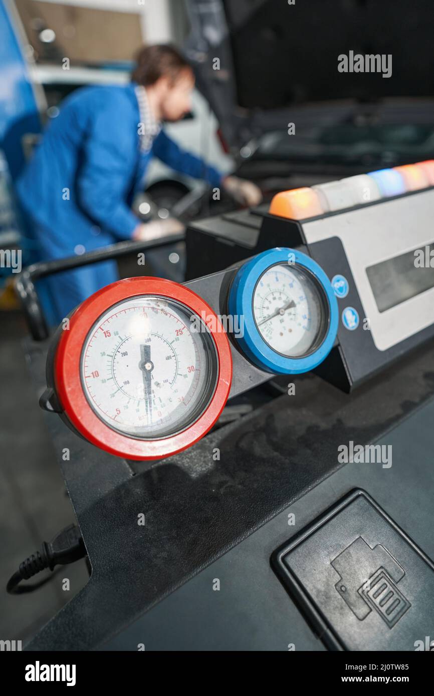 Apparatus for measuring and diagnosing in service center Stock Photo ...