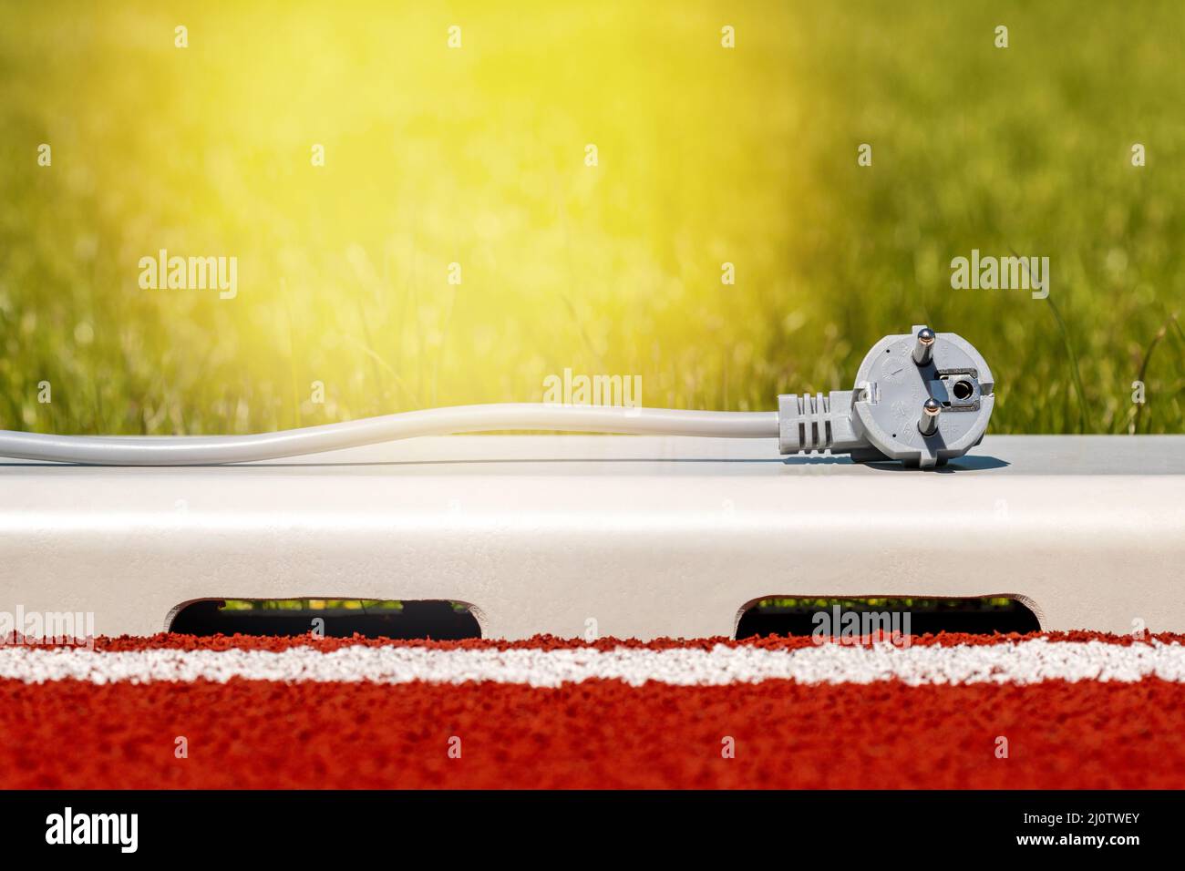 Grey electric cable on a sports stadium Stock Photo - Alamy