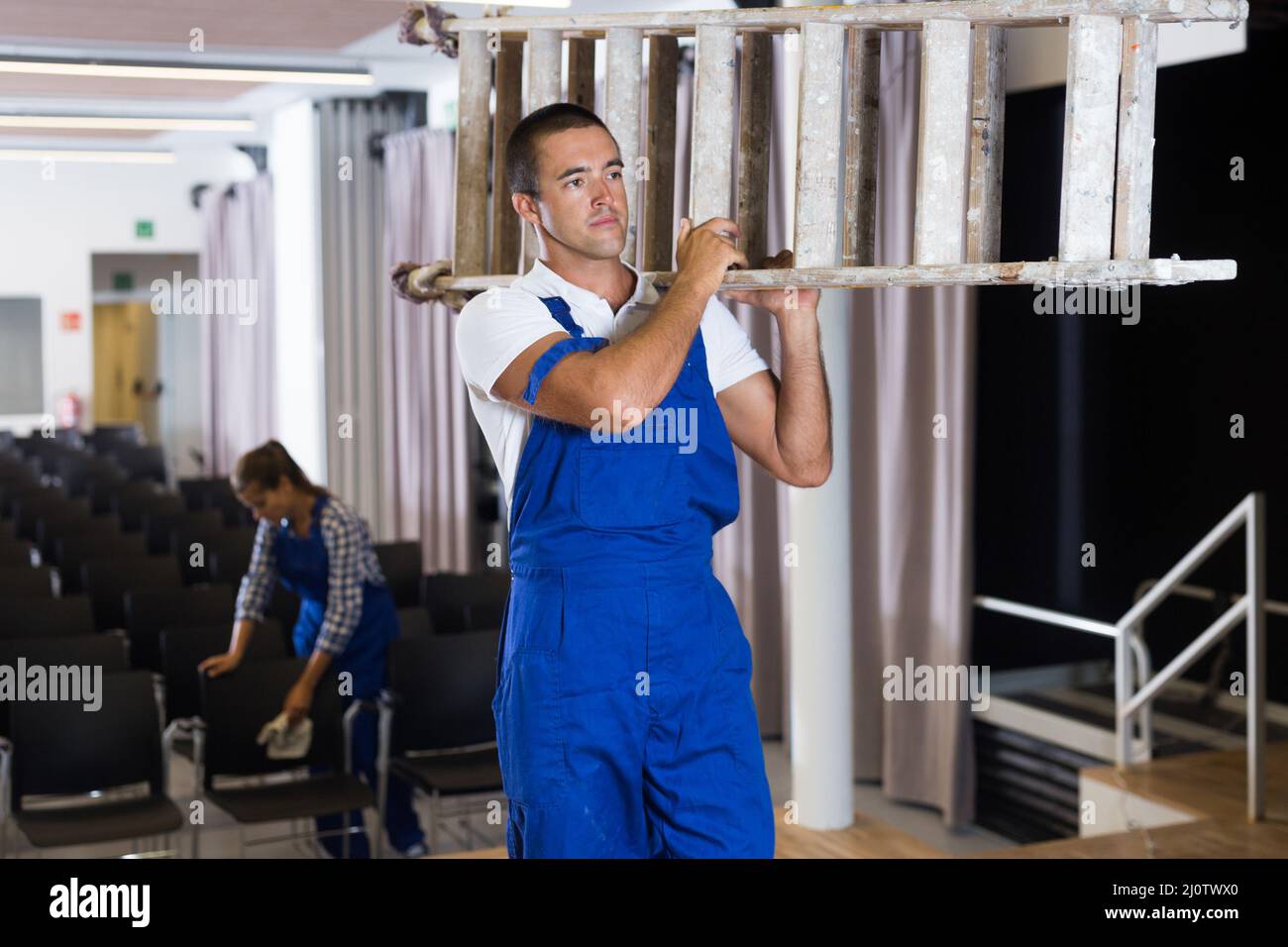 Preparing conference hall hi-res stock photography and images - Alamy