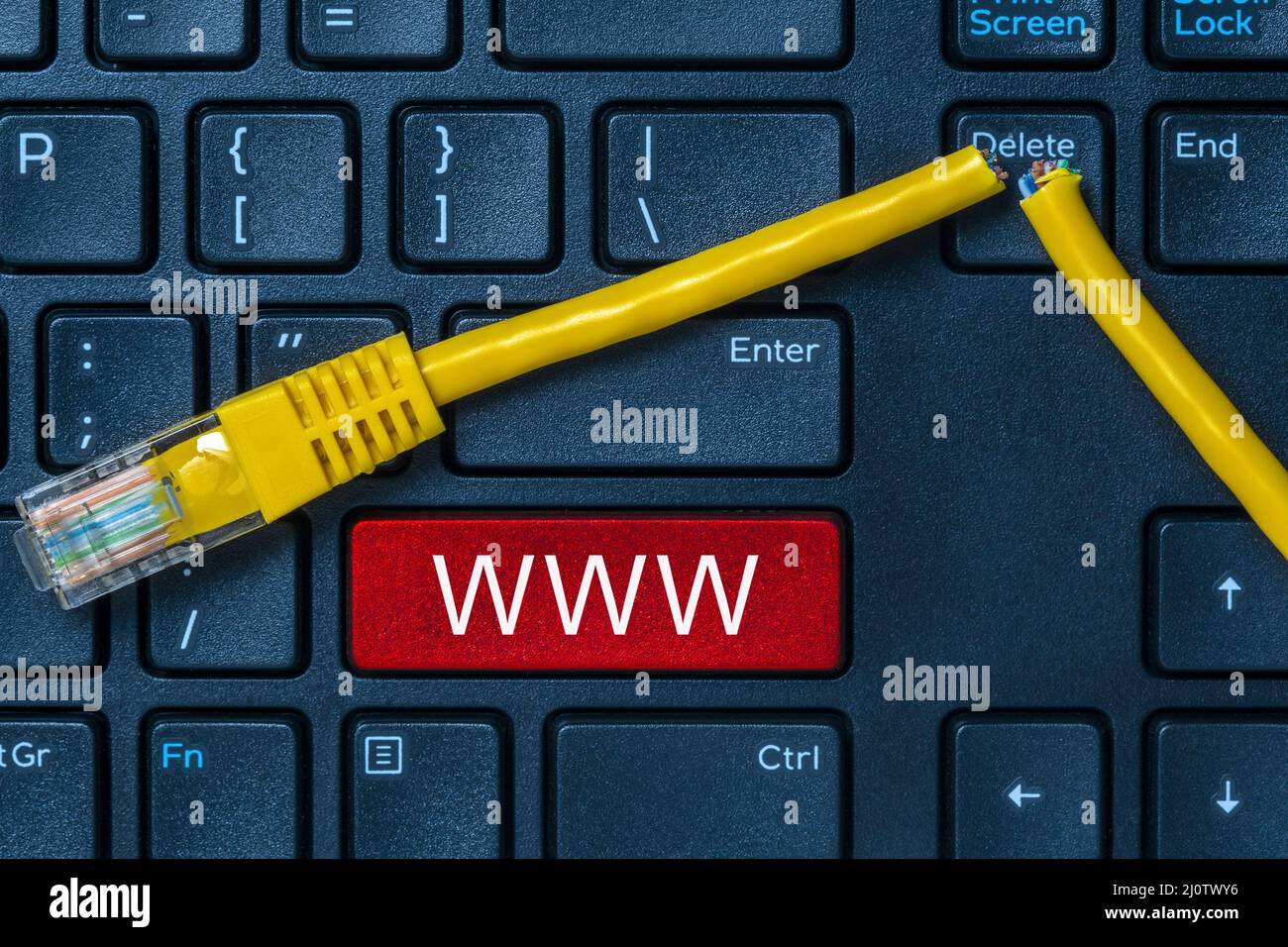 Internet or online concept with www on computer keyboard and cut ...