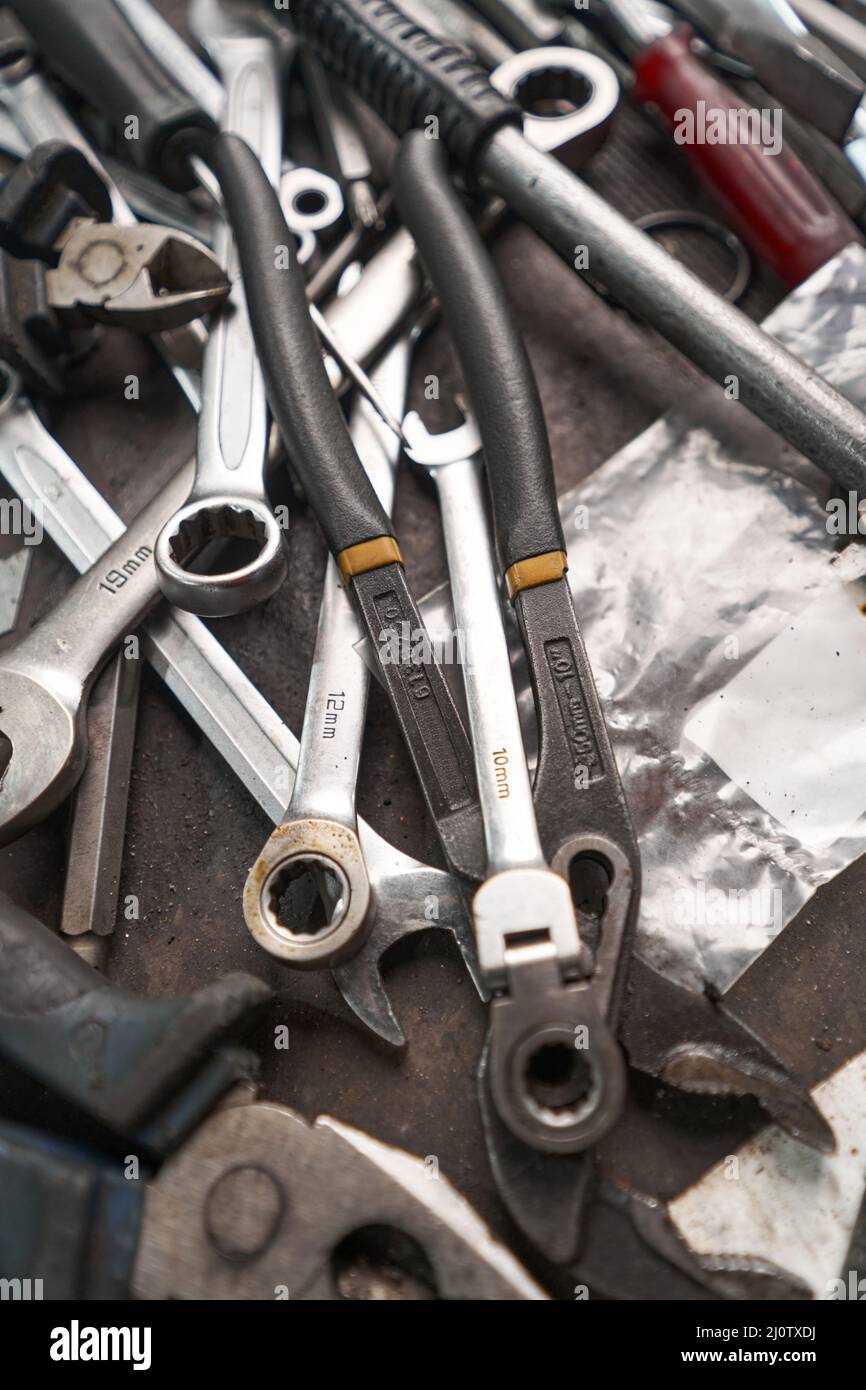 Set of different tools for auto repair Stock Photo - Alamy