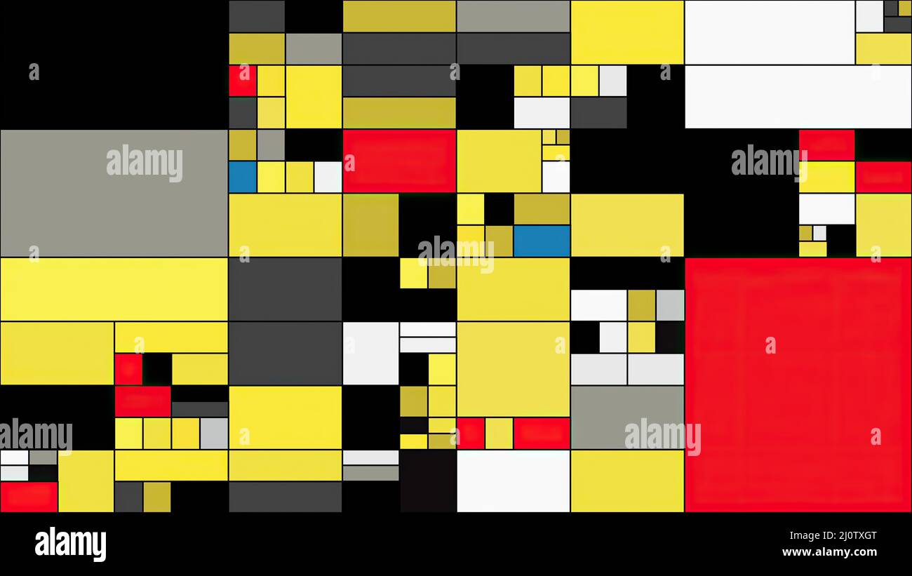 Colorful rectangles mondrian style art illustration Stock Photo - Alamy