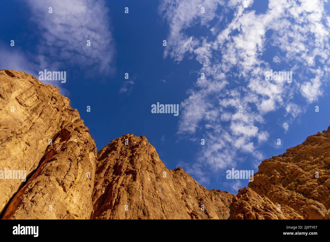 Beautiful Cliffs and Blue Skies Near Errachidia, Morocco, Africa Stock ...