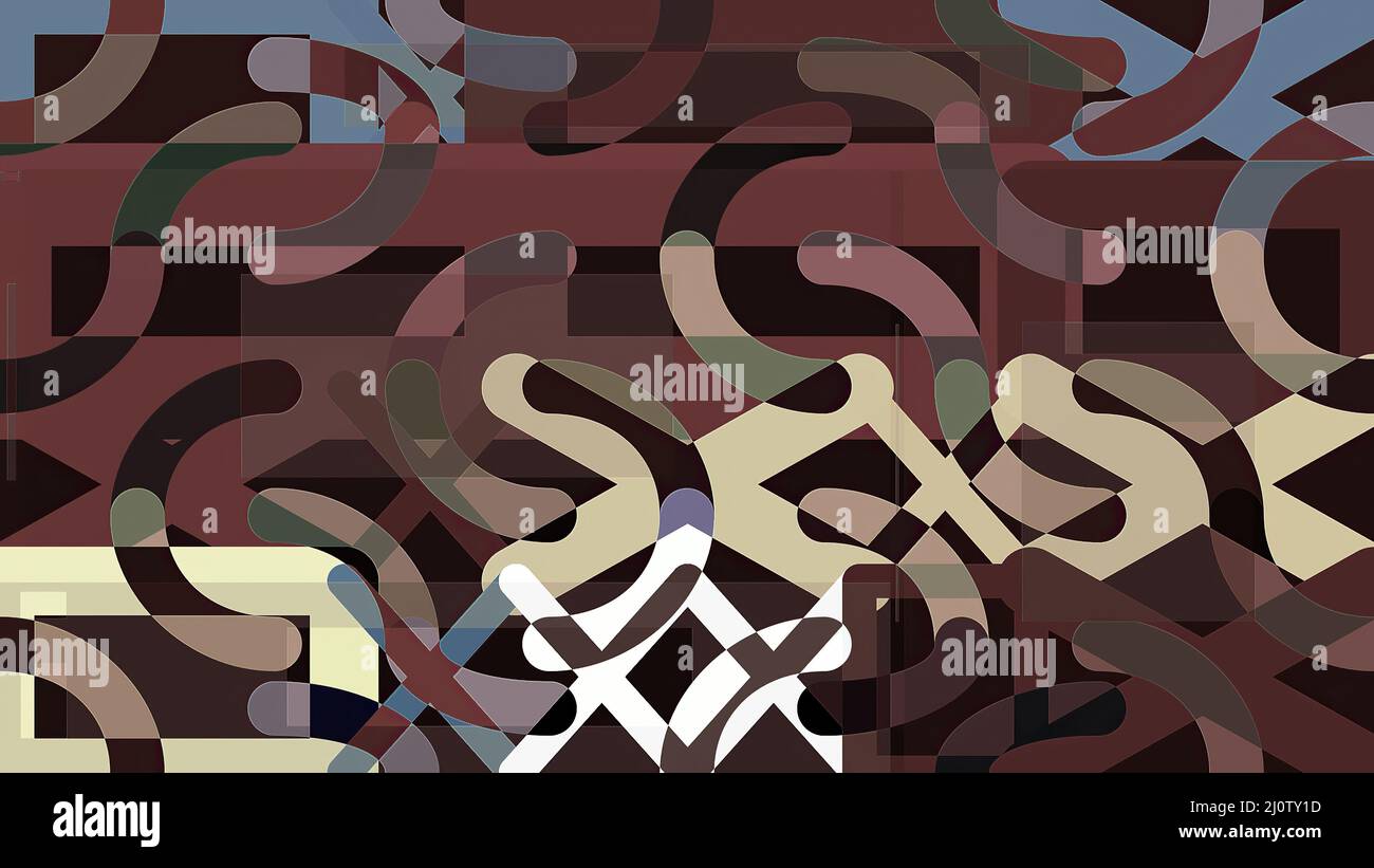 Artwork of abstract composition made with geometrical shapes and ...