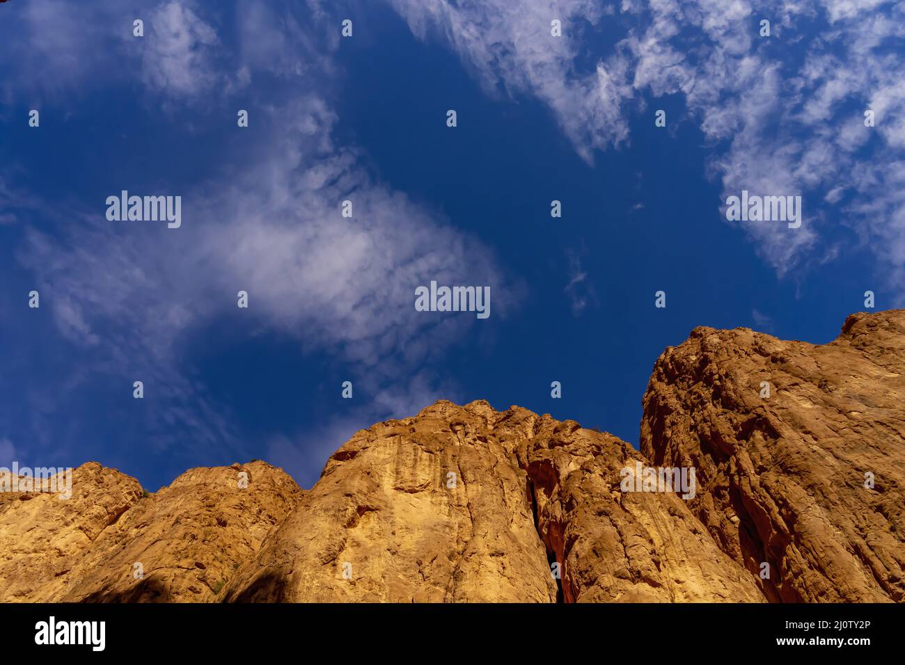 Beautiful Cliffs and Blue Skies Near Errachidia, Morocco, Africa Stock ...