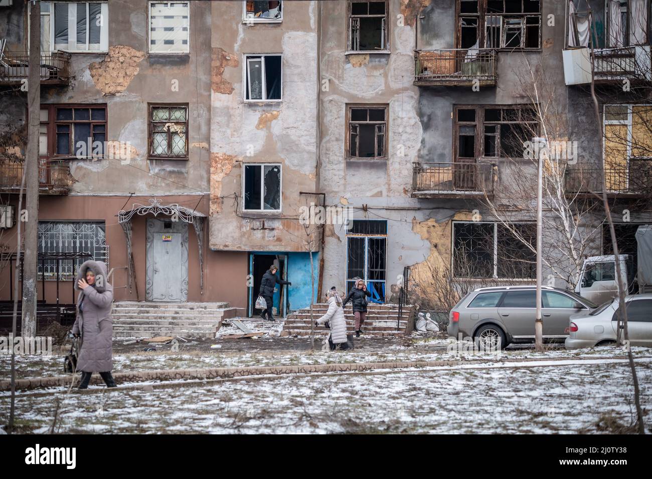 Dnipro, Ukraine Mar 11, 2022: neighborhood, factory, rocket, houses ...
