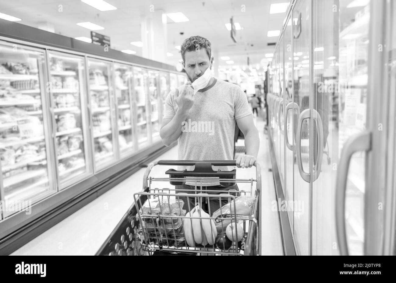 buying food at supermarket. consumption. shop during quarantine Stock ...