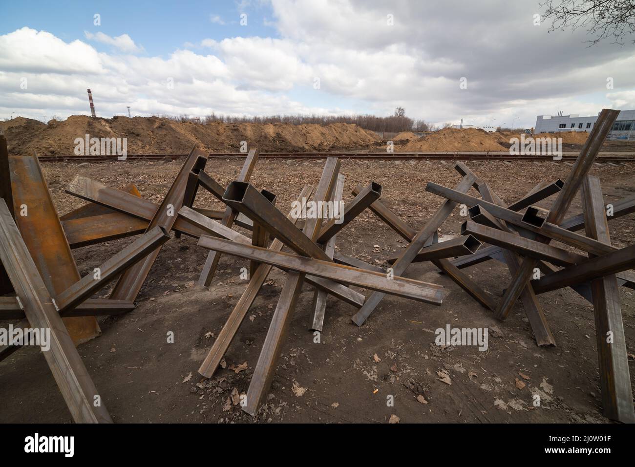 Dnipro, Ukraine - Mar 15 2022 fortifications, roadblocks, barriers ...