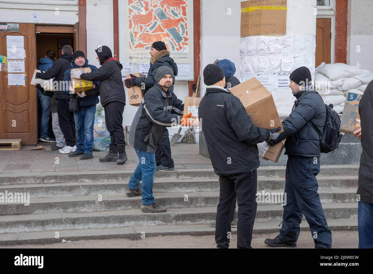 The largest humanitarian distribution center in the city of Dnipro in ...