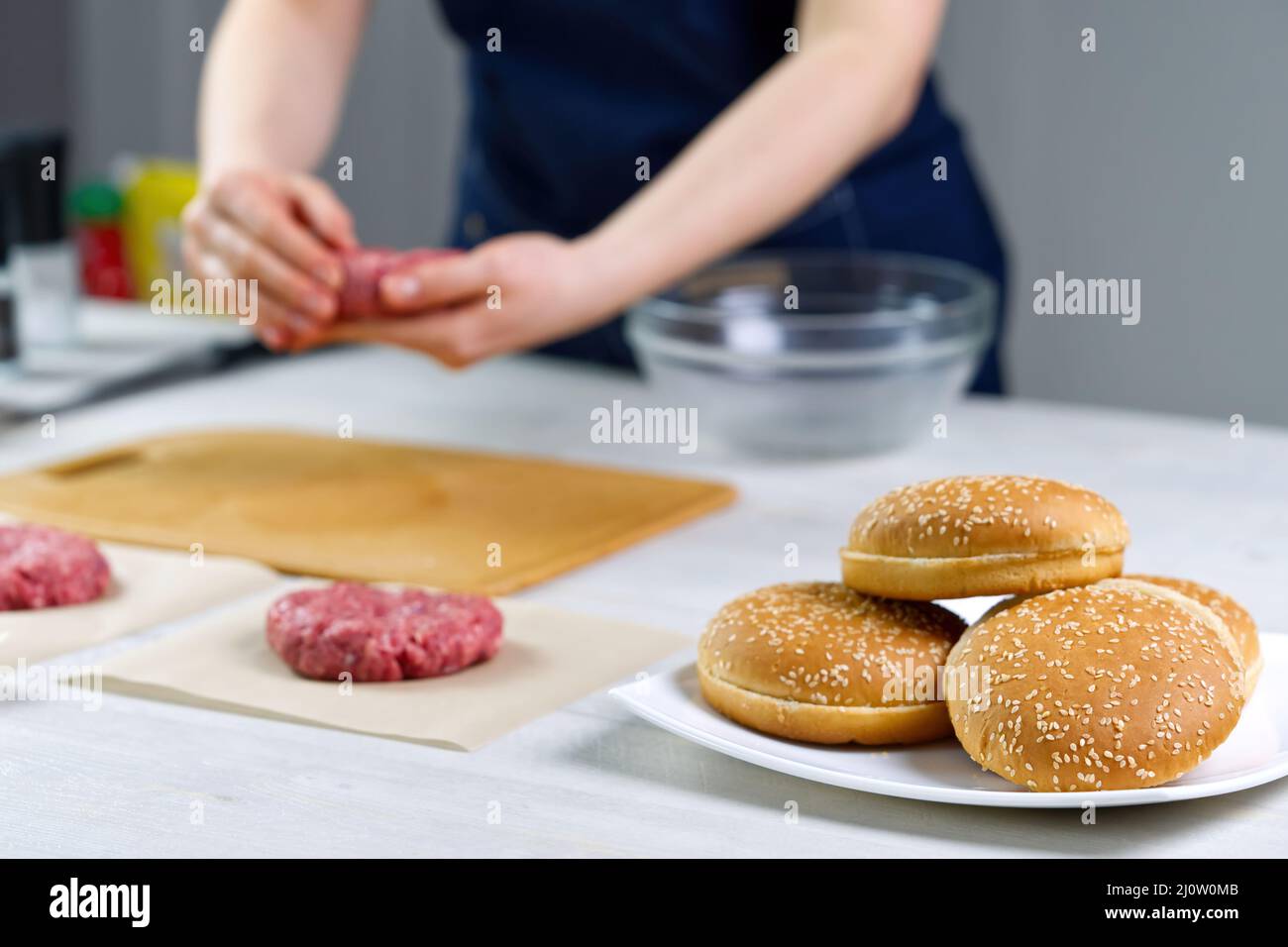 Woman making a patty hi-res stock photography and images - Alamy