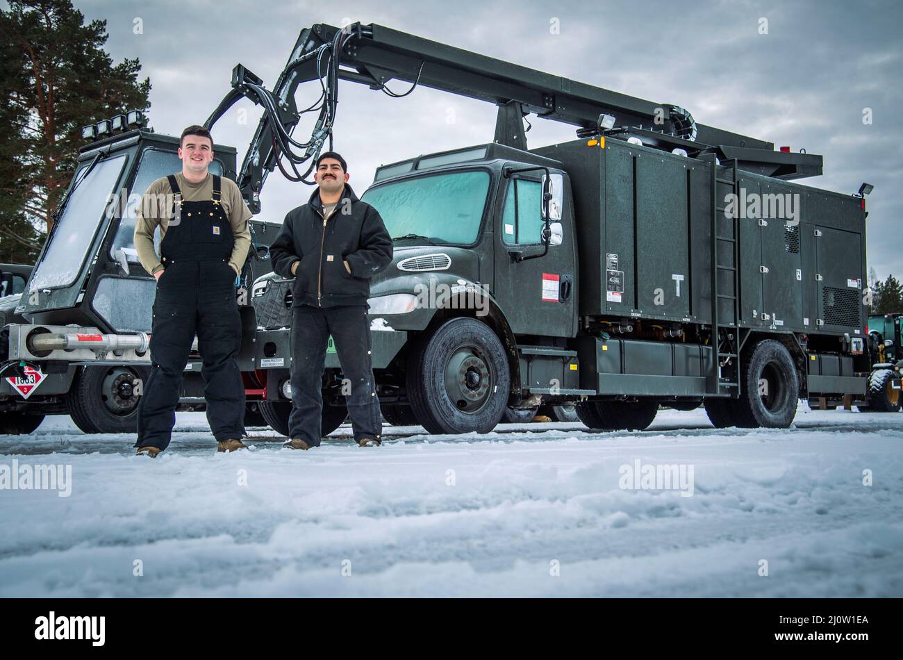 U.S. Air Force Airman 1st Class Dayln Grubb, left, 48th Logistics ...