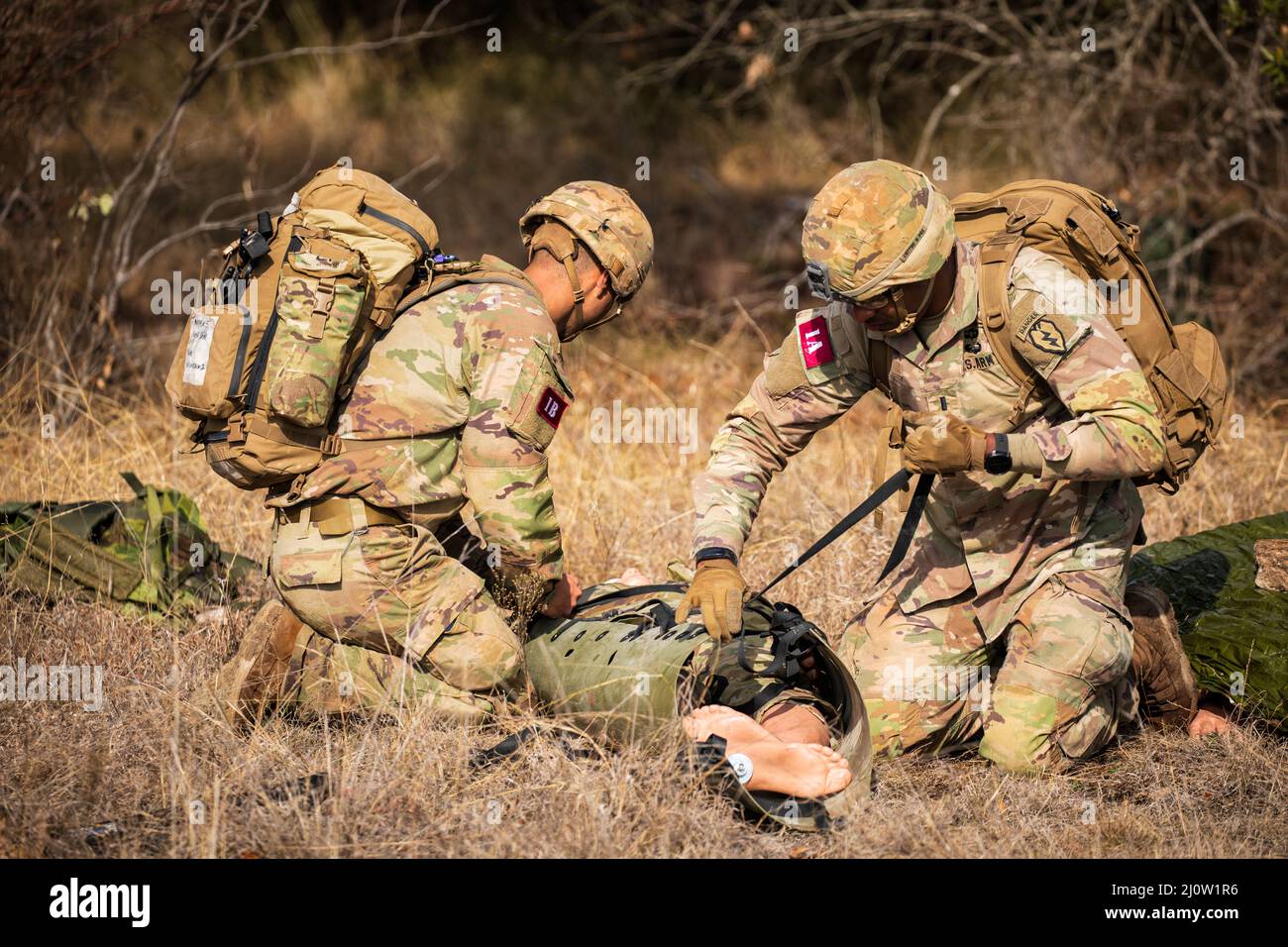 Staff Sgt. Abel Carlos (left) and 1st Lt. Calvin Britt prepare a ...