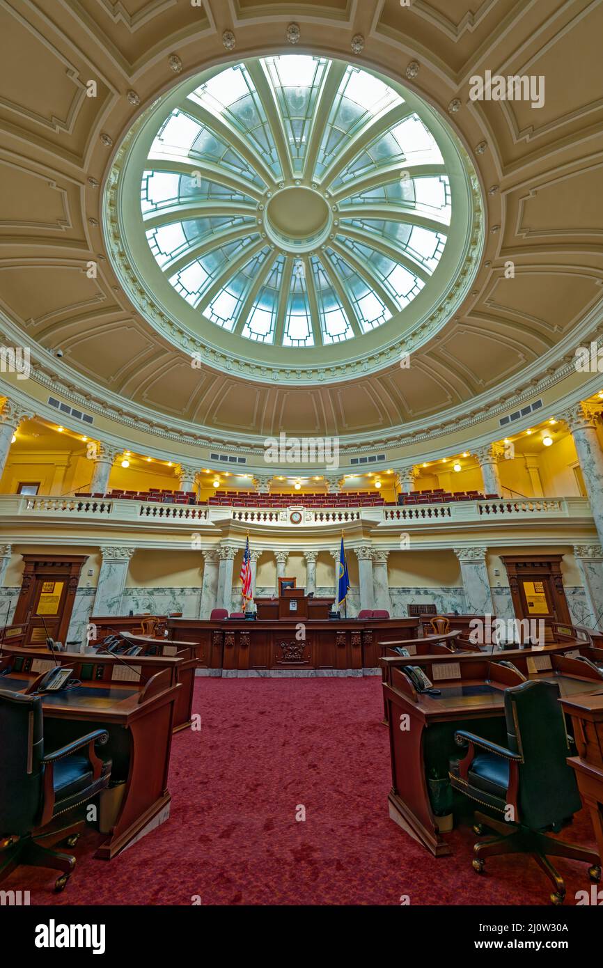 The Senate chamber and dome in the State Capitol in Boise, Idaho, USA ...