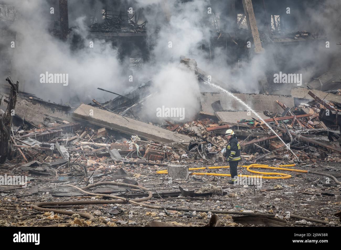 Dnipro, Ukraine Mar 11, 2022: neighborhood, factory, rocket, houses ...