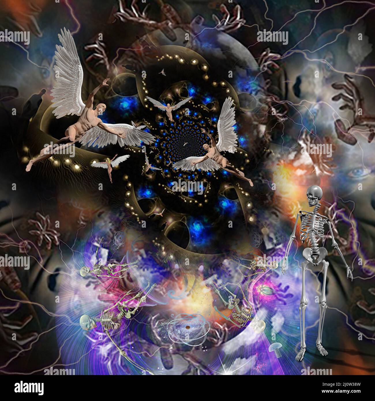 The flow of life and death. Spiritual art. 3D rendering Stock Photo - Alamy