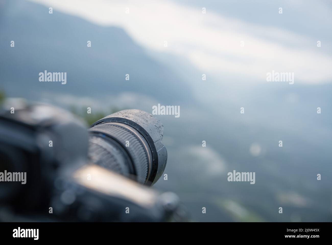 Closeup shot of a camera on a tripod taking photos of an amazing ...