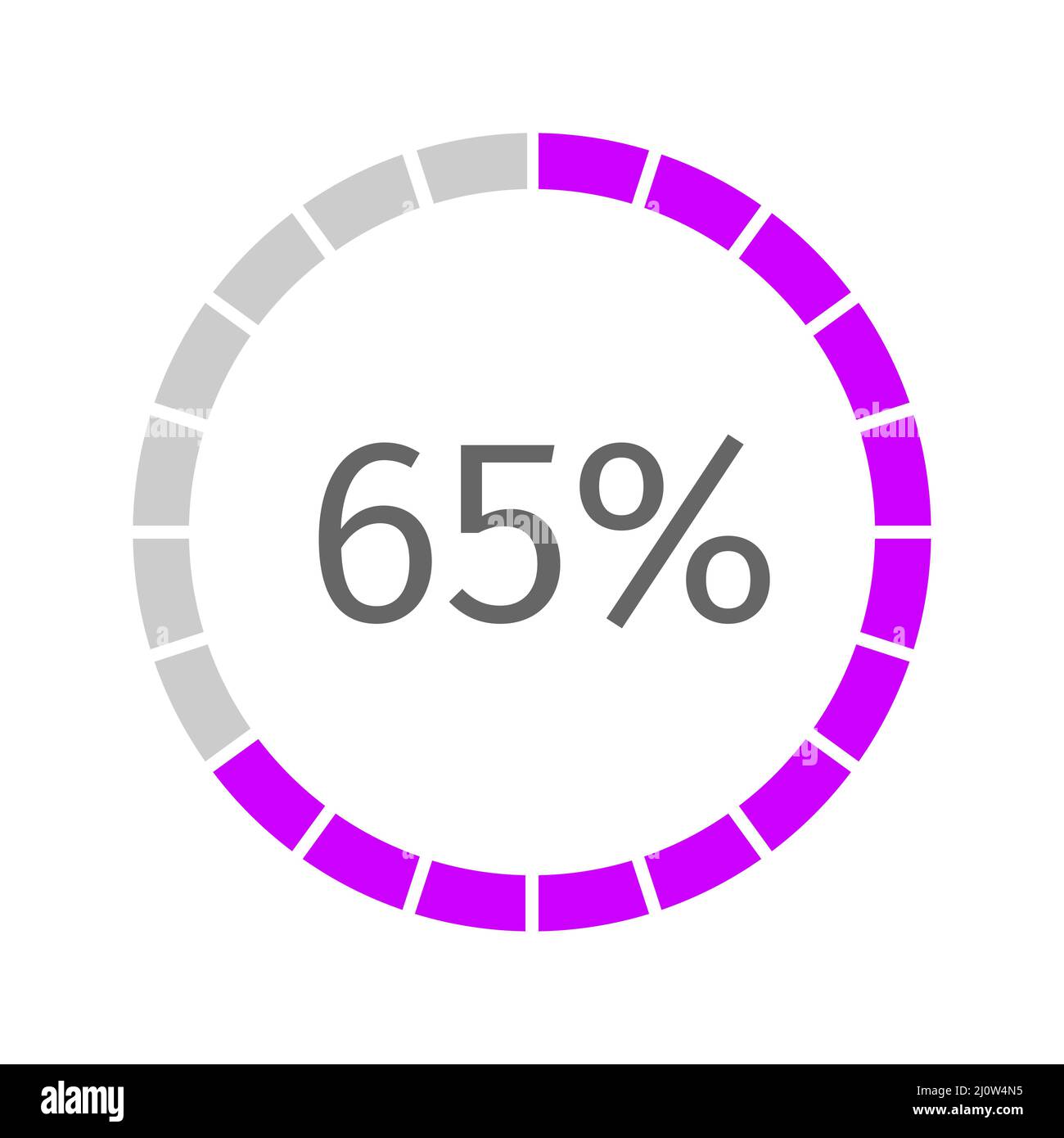 Round loading bar with 65 percent filled surface. Progress, transfer ...
