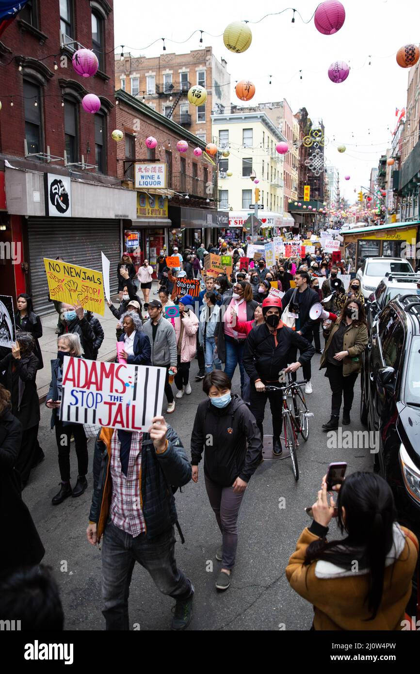 New York City, United States. 20th Mar, 2022. A large crowd of ...