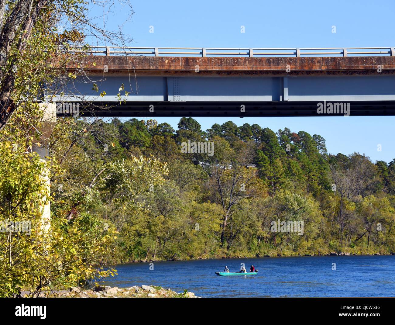 Three fishermen fish the White River at Calico Rock, Arkansas. The ...