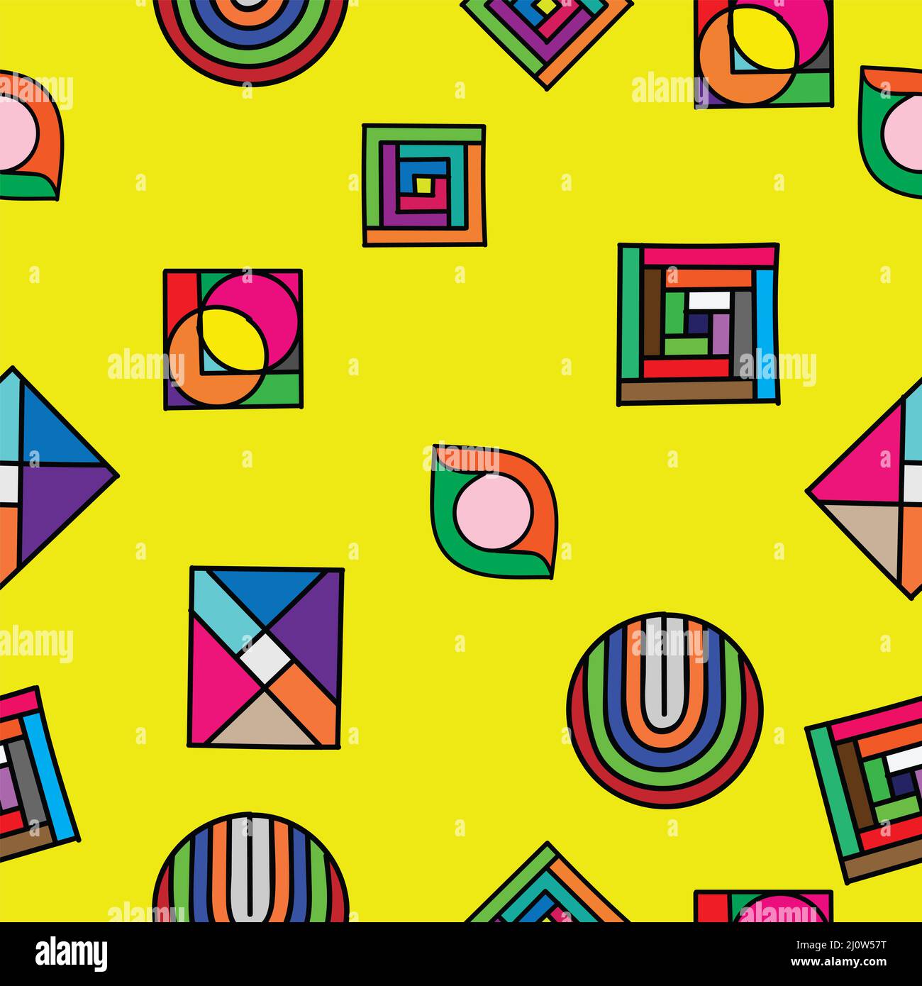 Bright, seamless pattern of geometric, abstract shapes Stock Photo - Alamy