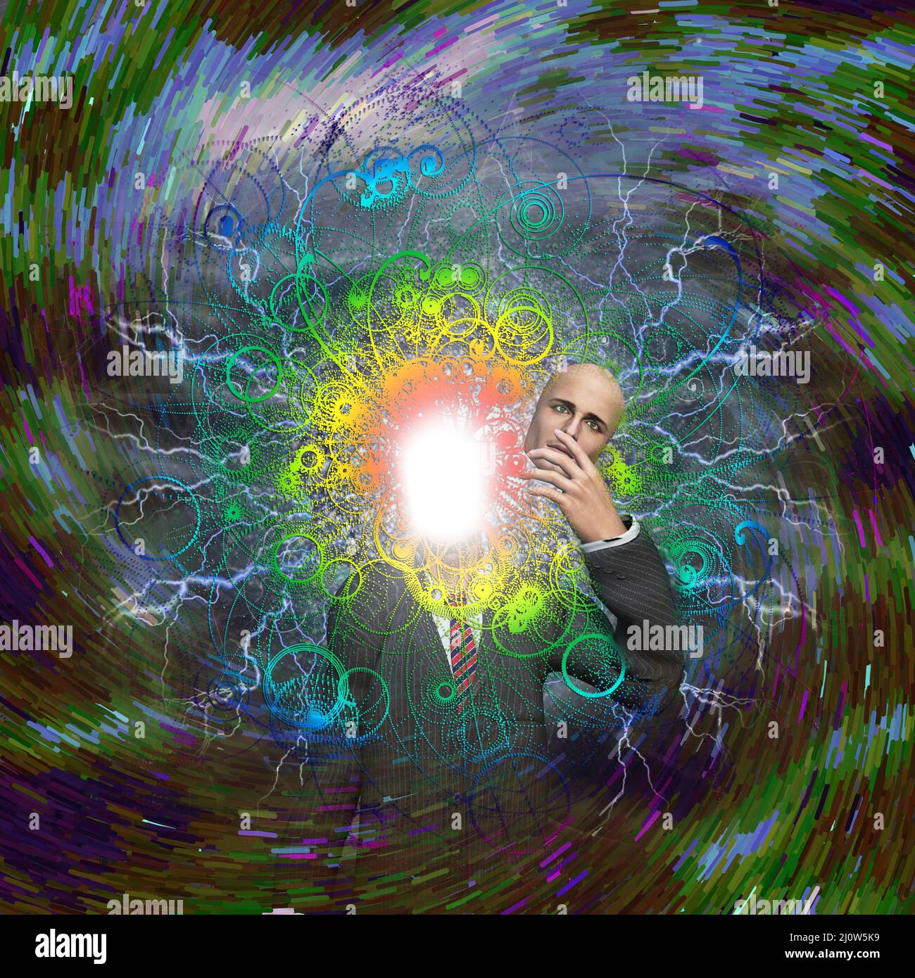 Surreal digital art. Powereful being reveals true self. 3D rendering ...