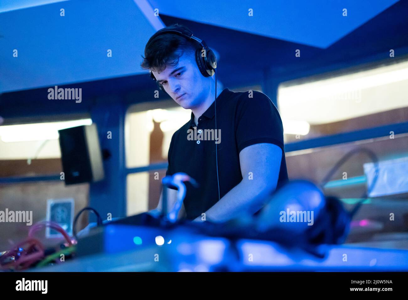 Deejay mixing at party Stock Photo - Alamy