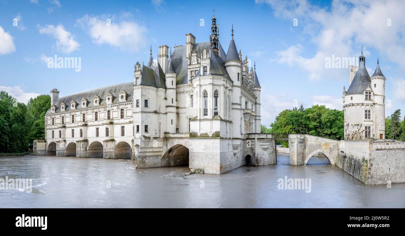 Stunning view of historic The Chateau de Chenonceau castle in ...