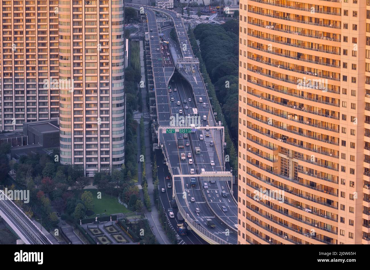 The wide Kaigan dori motorway as seen from the World Trade Center ...