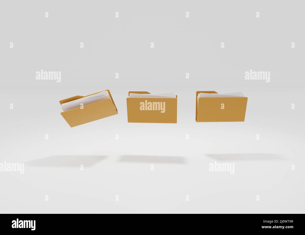 3D folder icon with documents. business concept. 3d render illustration ...